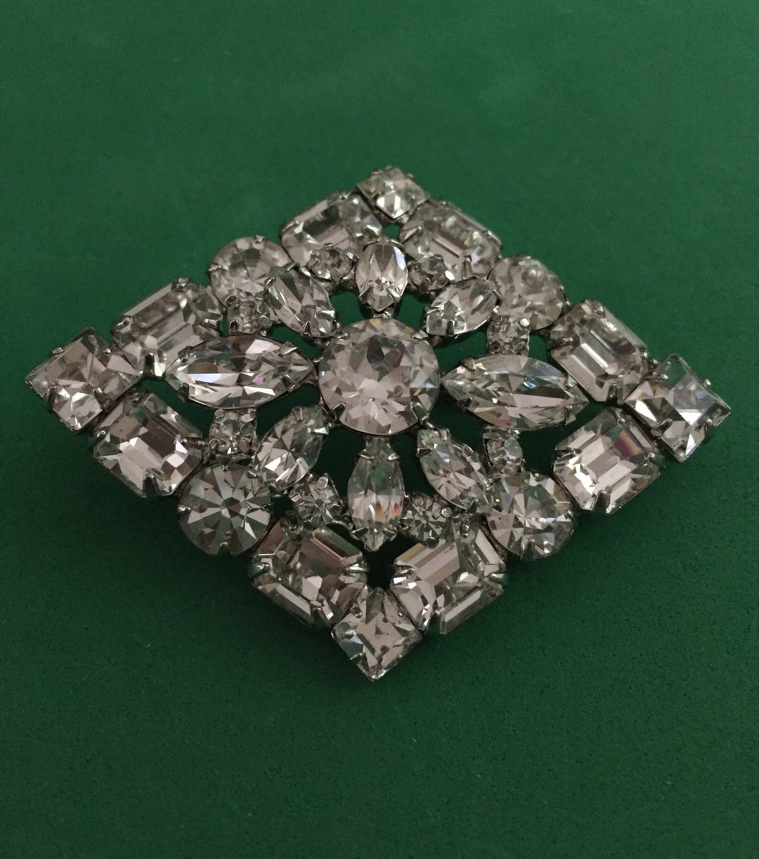 Weiss Emerald Cut Pin/weiss Clear Rhinestone Emerald Cut Pin/ Weiss ...