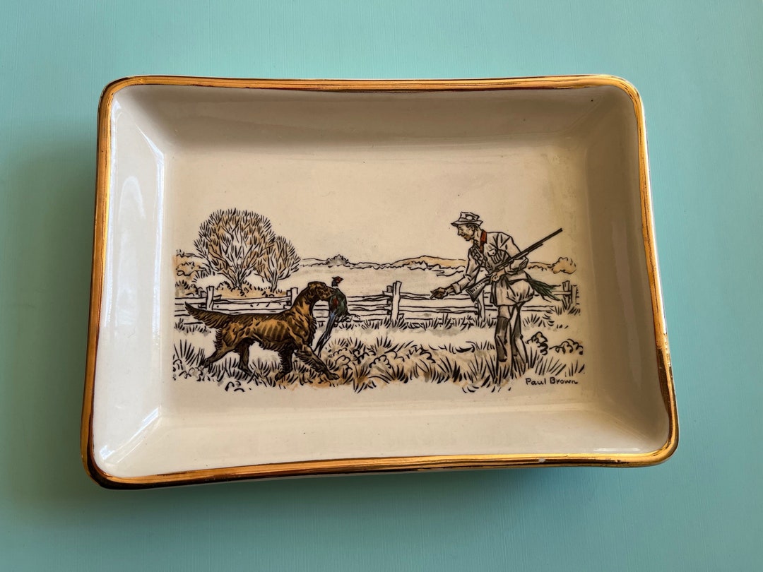Vintage Pheasant Hunting Tray, Paul Brown Art, Delano Studios - Etsy