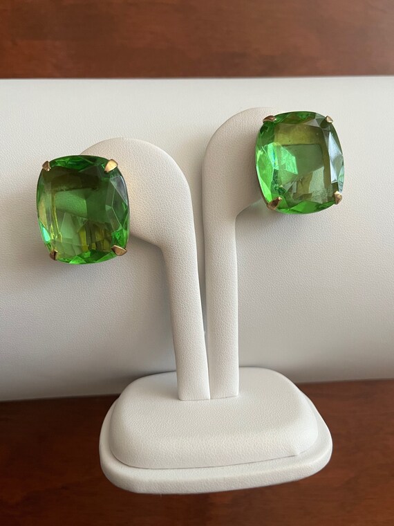 Kramer Earrings/Kramer Earrings with GREEN Square Cut… - Gem