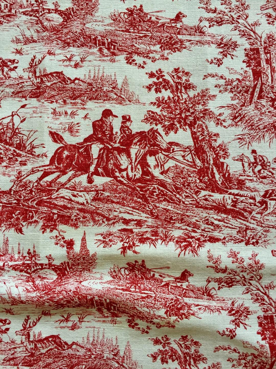 Horse Tea Towel/hunting Scene Tea Towel/toile Hunting Scene Tea Towel ...