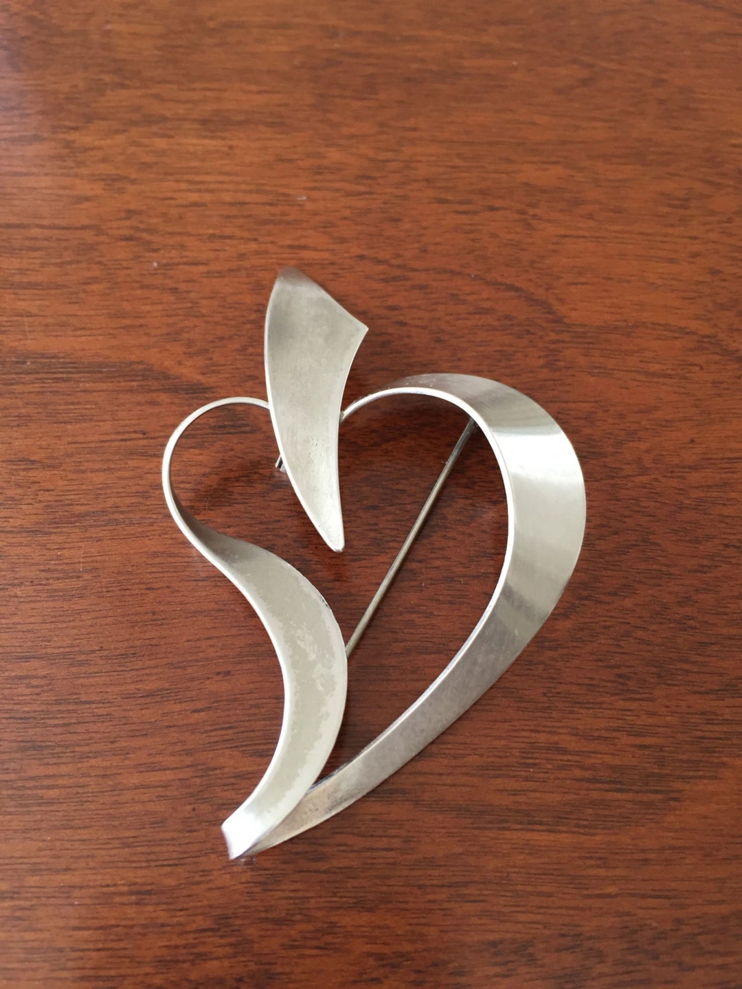 Sterling Silver Heart Pin/beau Sterling Pierced Heart Pin/silver Beau ...