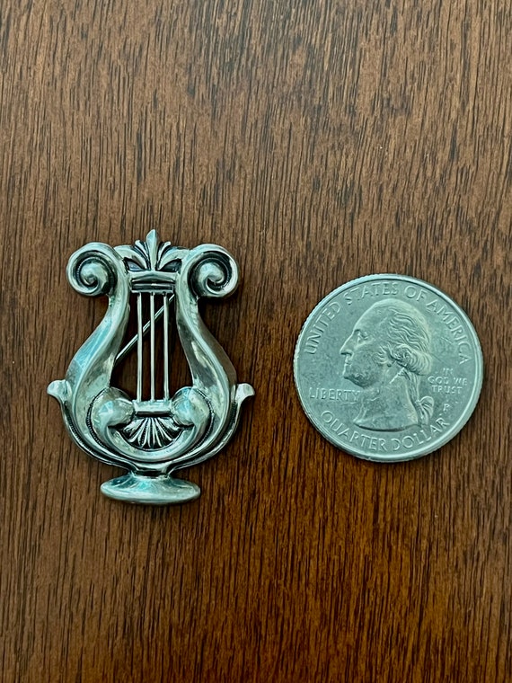 BEAU Sterling Silver LYRE HARP Pin/Sterling Lyre Pin/… - Gem