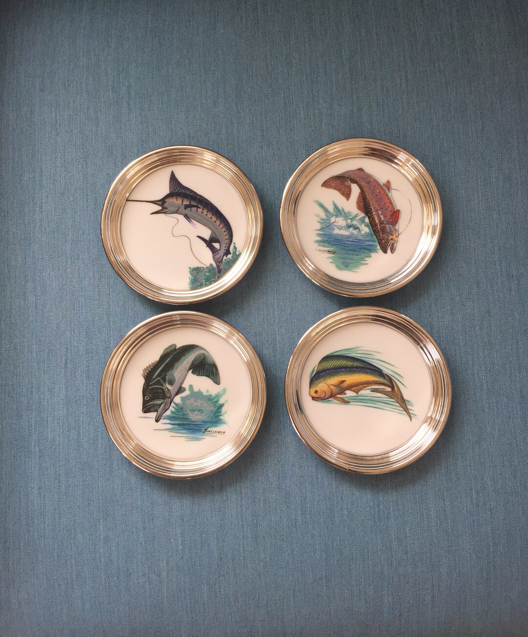 Sterling FISH Coaster/sintzenich Large Mouth Bass/blue Marlin/fish ...