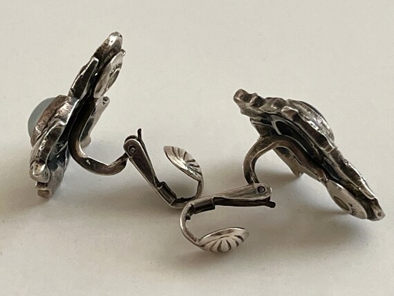 Vintage CINI 1940 Sterling Silver MOONSTONE Fish Earr… - Gem