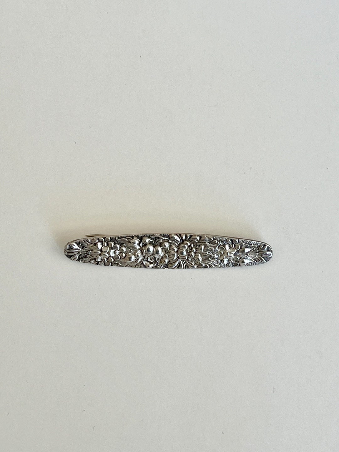 Stieff Sterling Repousse Rose Pattern Bar Pin/vintage Stieff Repousse ...