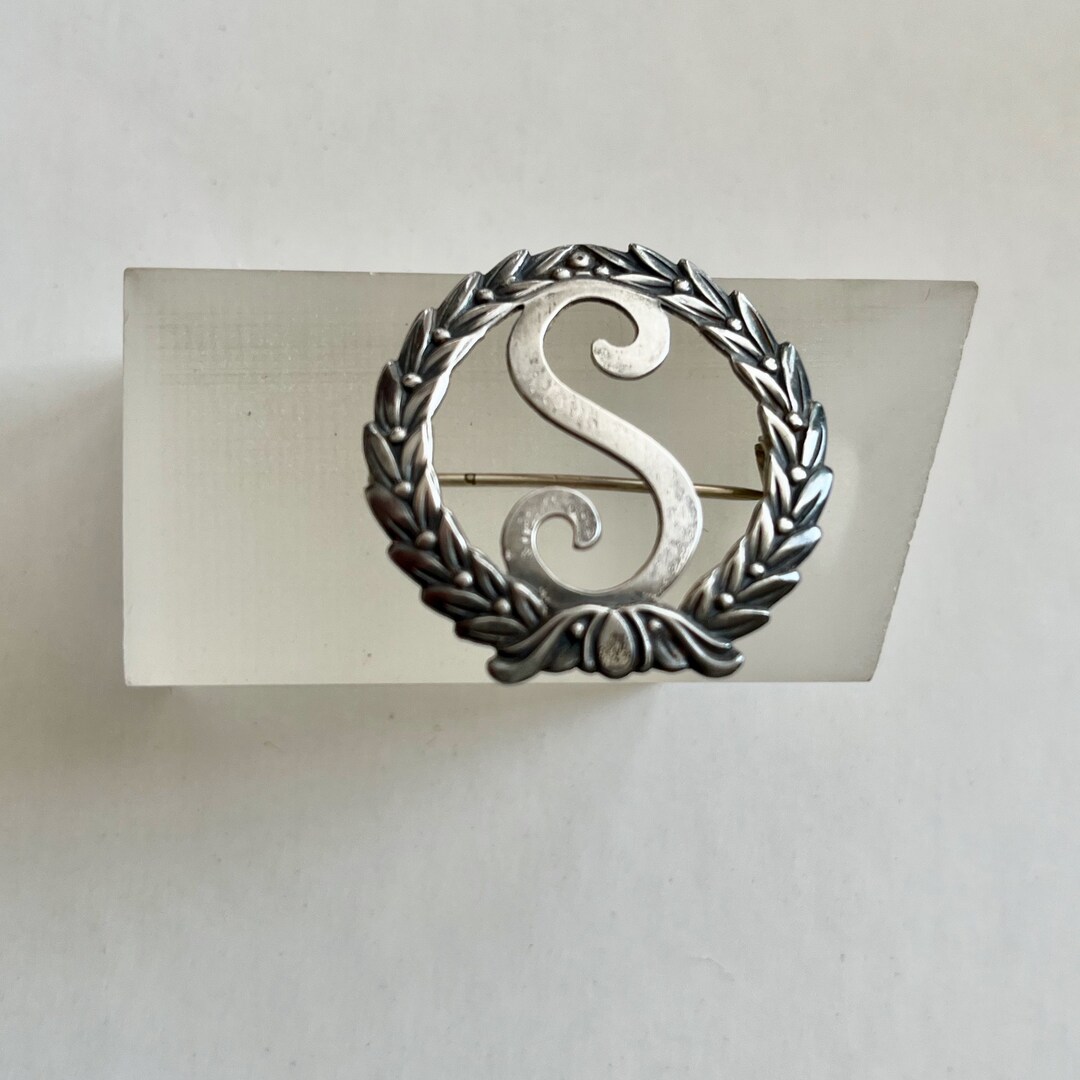 Sterling Silver Initial S Pin, Letter S, Sterling Silver Initial Pin ...