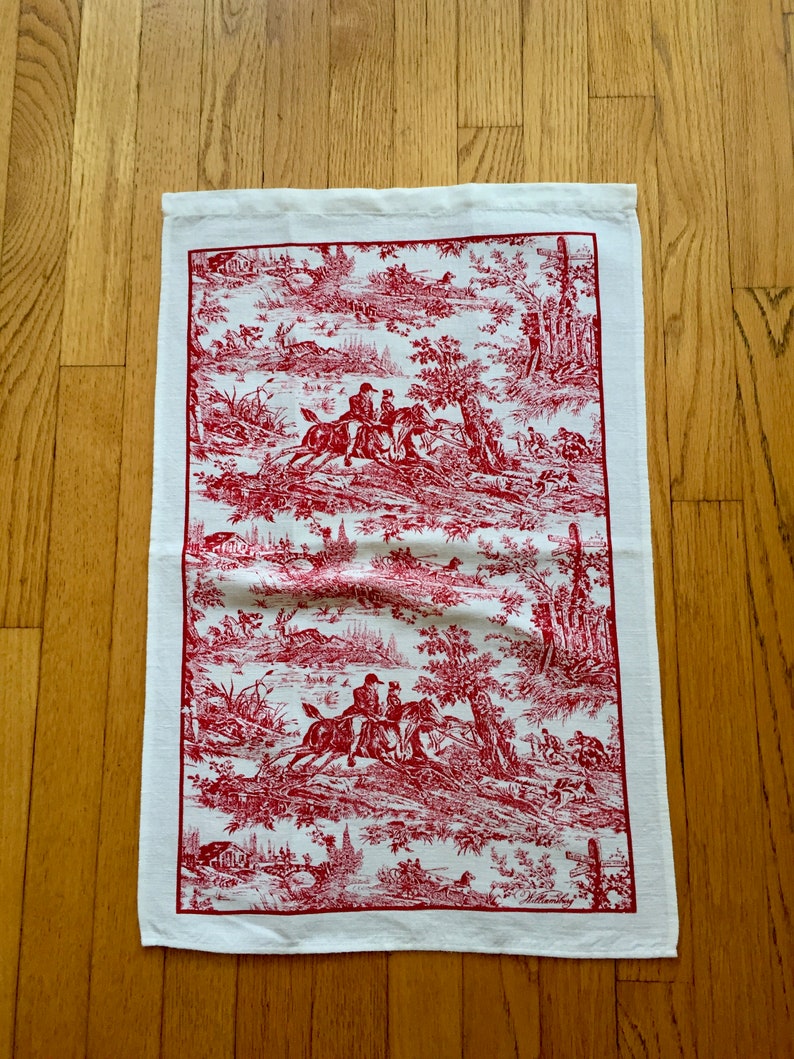 Horse Tea Towel/hunting Scene Tea Towel/toile Hunting Scene - Etsy