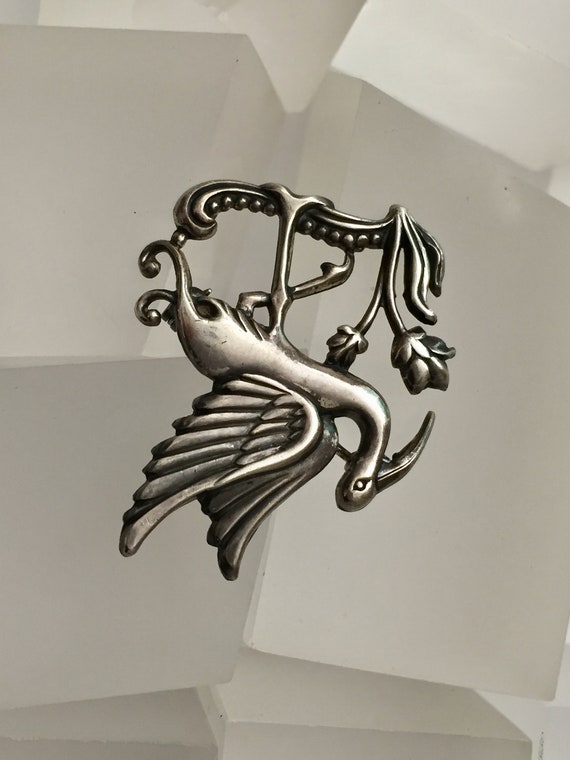Coro Sterling Bird Pin, Coro Sterling Crane Pin, Ster… - Gem