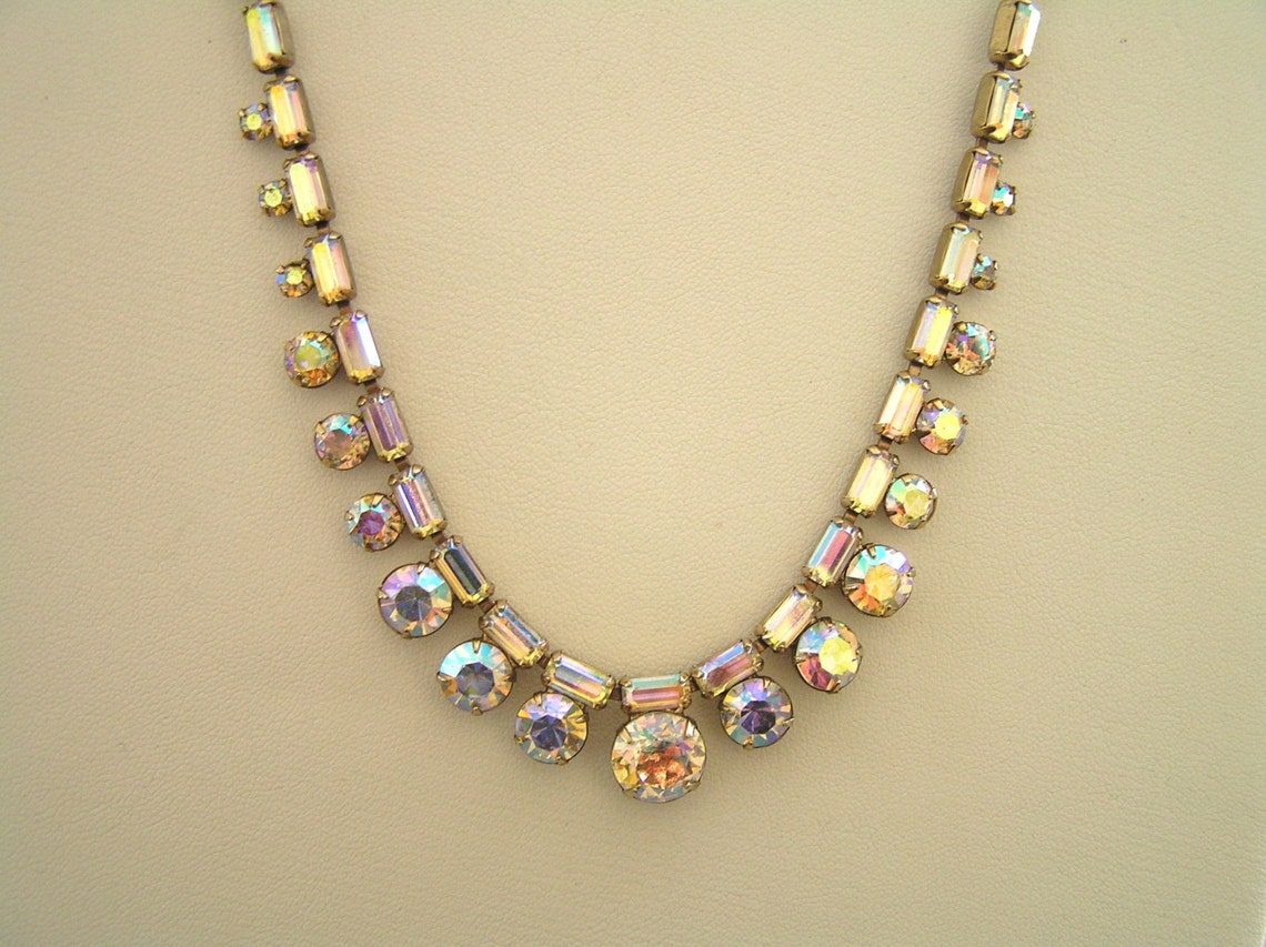 Weiss Rhinestone Necklace Vintage Weiss Aurora Borealis - Etsy