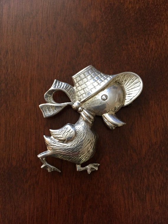 Sterling Silver Duck Pin/Mother Goose Pin/Silverman B… - Gem