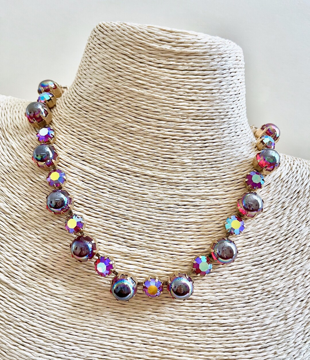 Fenichel Rhinestone Necklace/fenichel Red and Pink Headlight Austrian ...