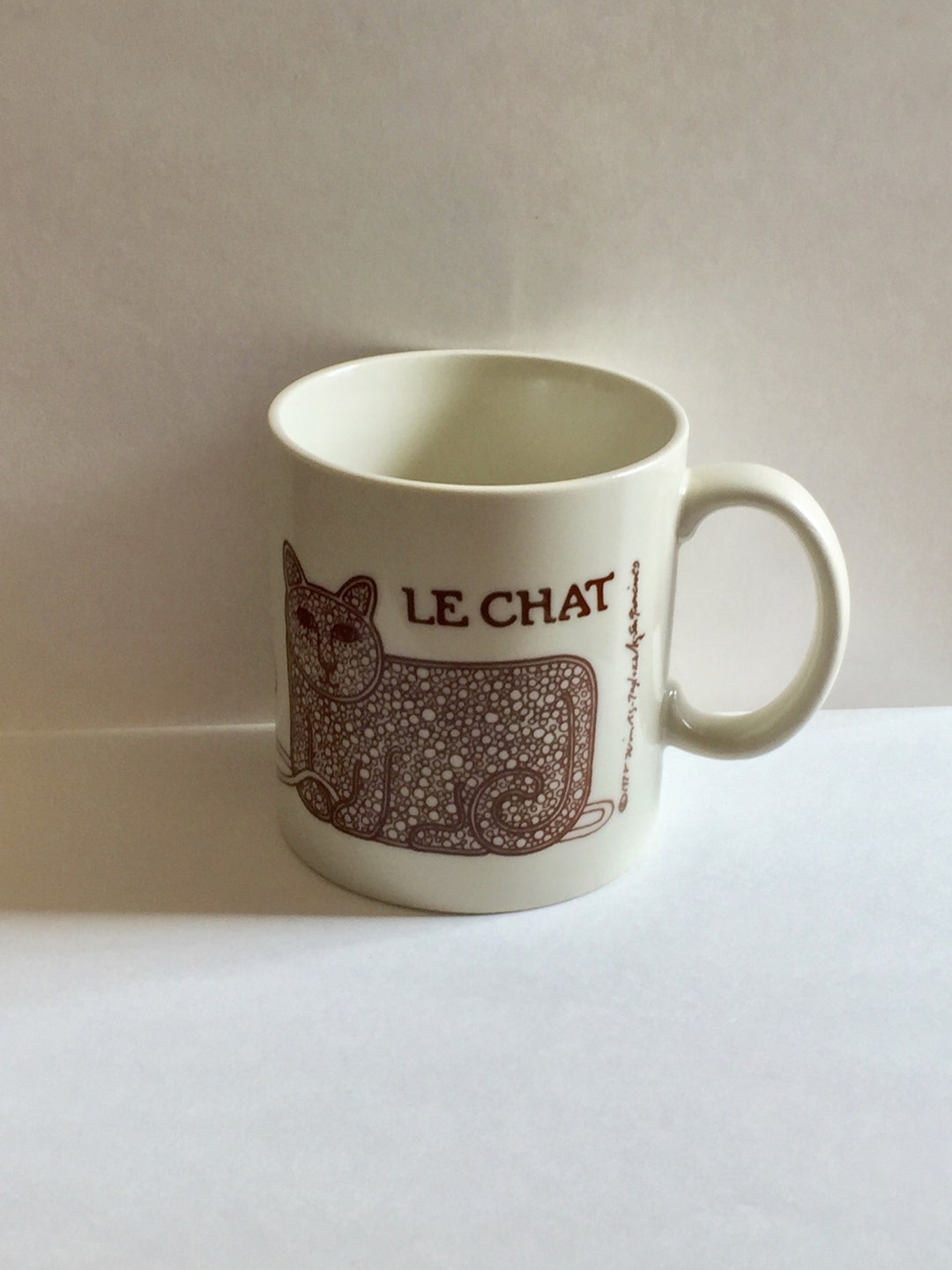 Taylor and Ng Coffee Mug/1978 BROWN LE CHAT Mug/vintage Le Chat 1978 ...