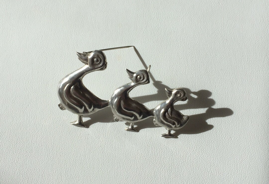 Vintage Sterling Duck Pin/vintage Sterling Silver Ducks Pin/sterling ...