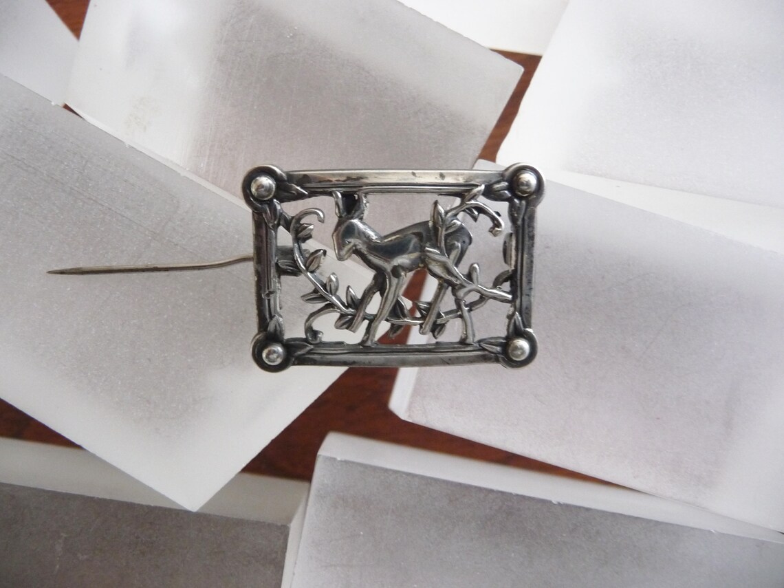 Vintage CORO Sterling Silver Deer Pin, Sterling Silver Deer Pin, Silver ...