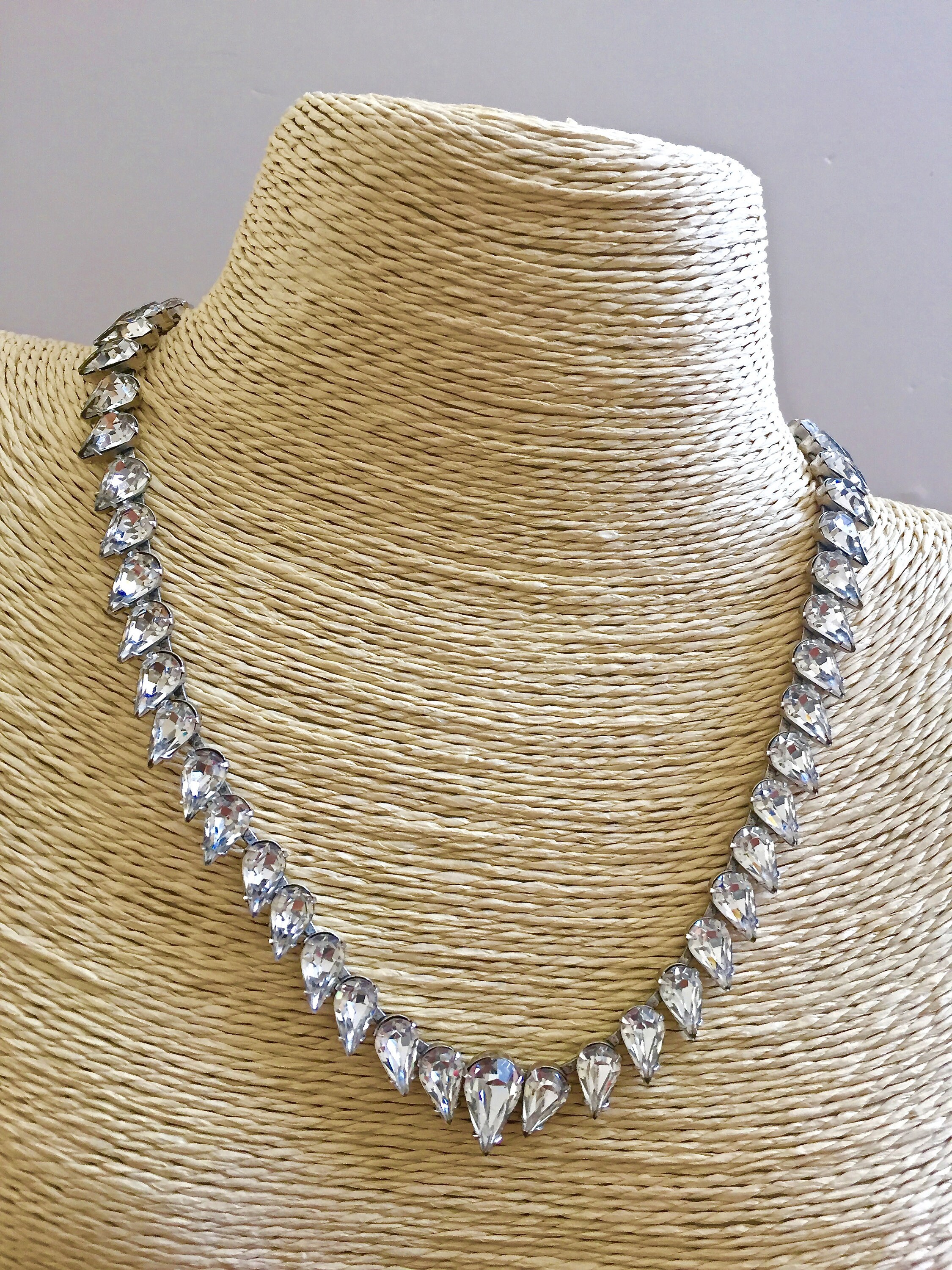 Kramer Clear Rhinestone Necklace Bracelet and Earrings kramer Emerald Cut Clear Rhinestone Necklace Bracelet and Earrings kramer Emerald Cut Etsy