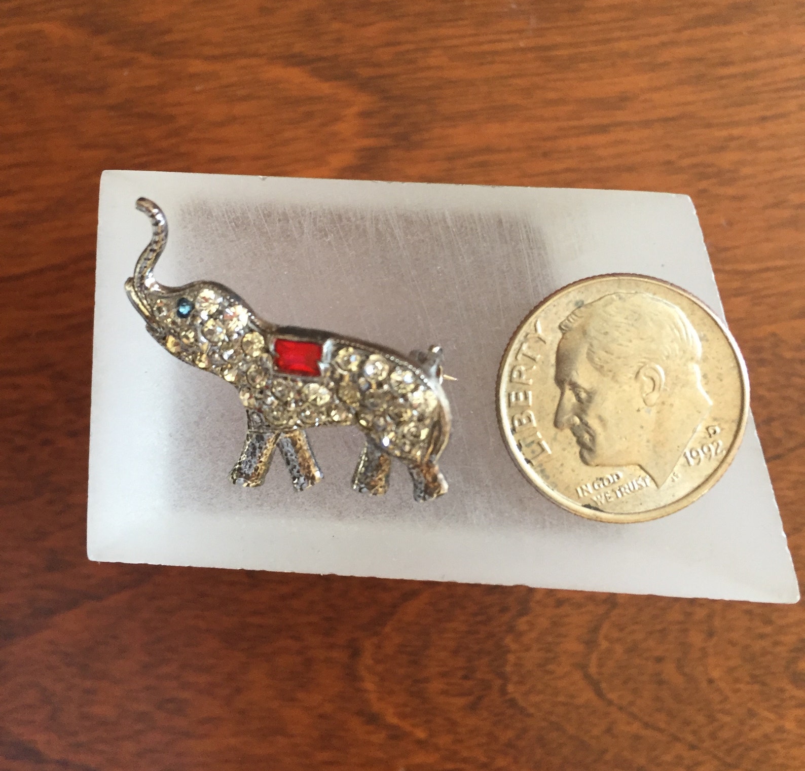 Rhinestone Elephant Pin/vintage Sterling Silver With - Etsy