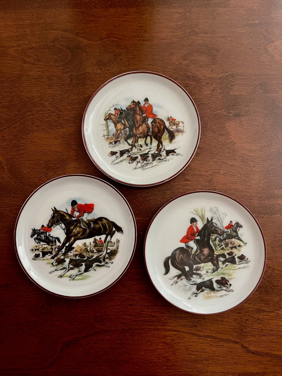 Vintage German Porcelain Fox Hunt Coaster Trinket Dish - Porzellan ...