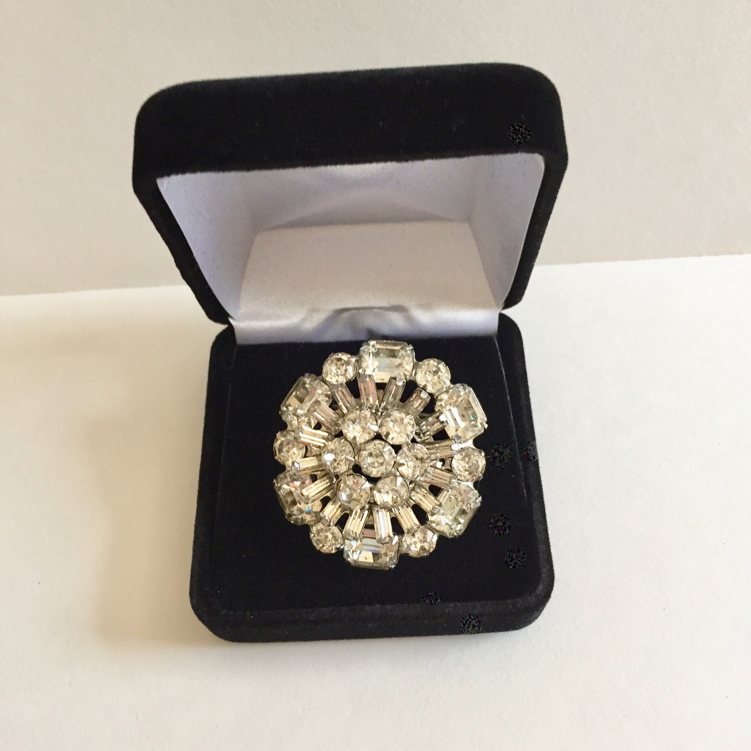 Weiss Emerald Cut Pin/weiss Clear Rhinestone Pin/weiss Clear - Etsy UK