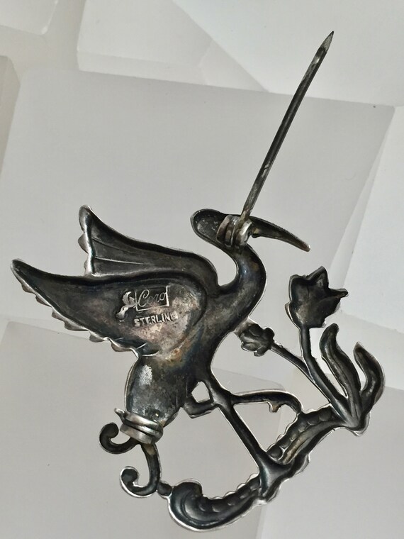 Coro Sterling Bird Pin, Coro Sterling Crane Pin, Ster… - Gem