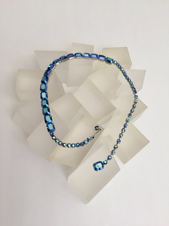 Vintage Weiss Montana Blue Rhinestone Necklace: Emera… - Gem