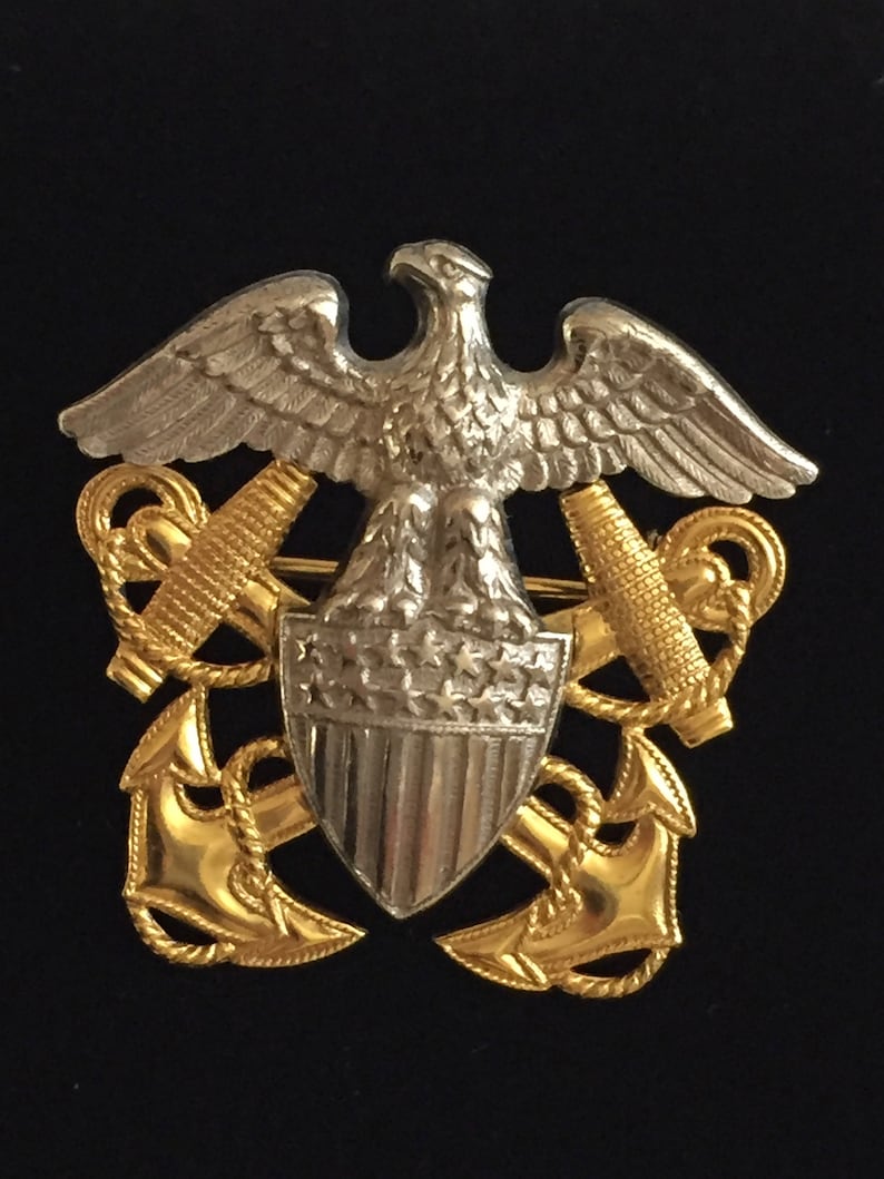 GEMSCO Sterling Navy Eagle Shield Crossed Anchors Pin/usn - Etsy