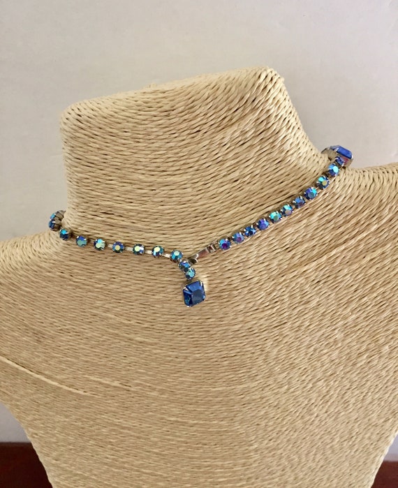 Vintage Weiss Montana Blue Rhinestone Necklace: Emera… - Gem