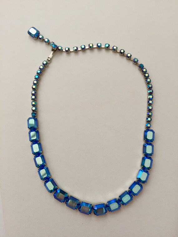 Vintage Weiss Montana Blue Rhinestone Necklace: Emera… - Gem