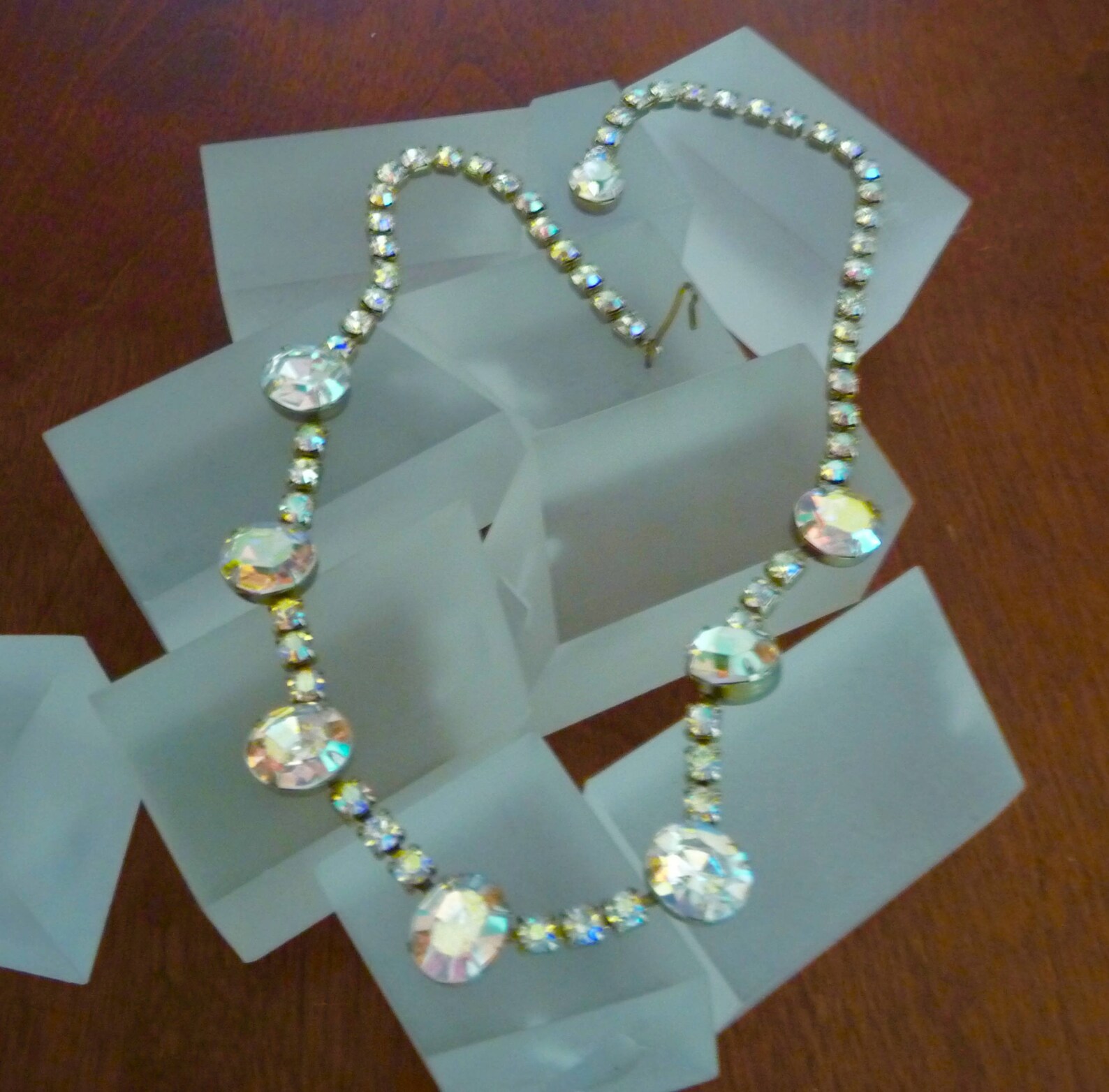 Weiss Rhinestone Necklace/weiss Gold Tone AB Rhinestone | Etsy