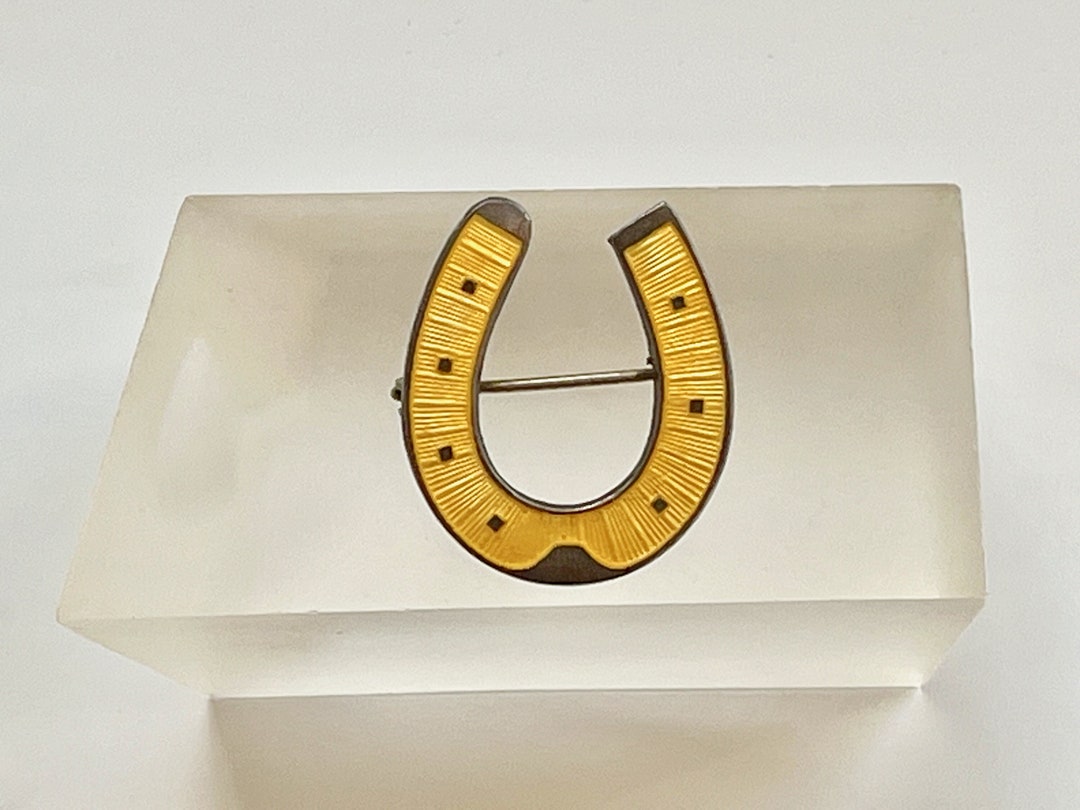 Vintage Sterling Silver Enamel Horseshoe Pin/sterling Silver and ...