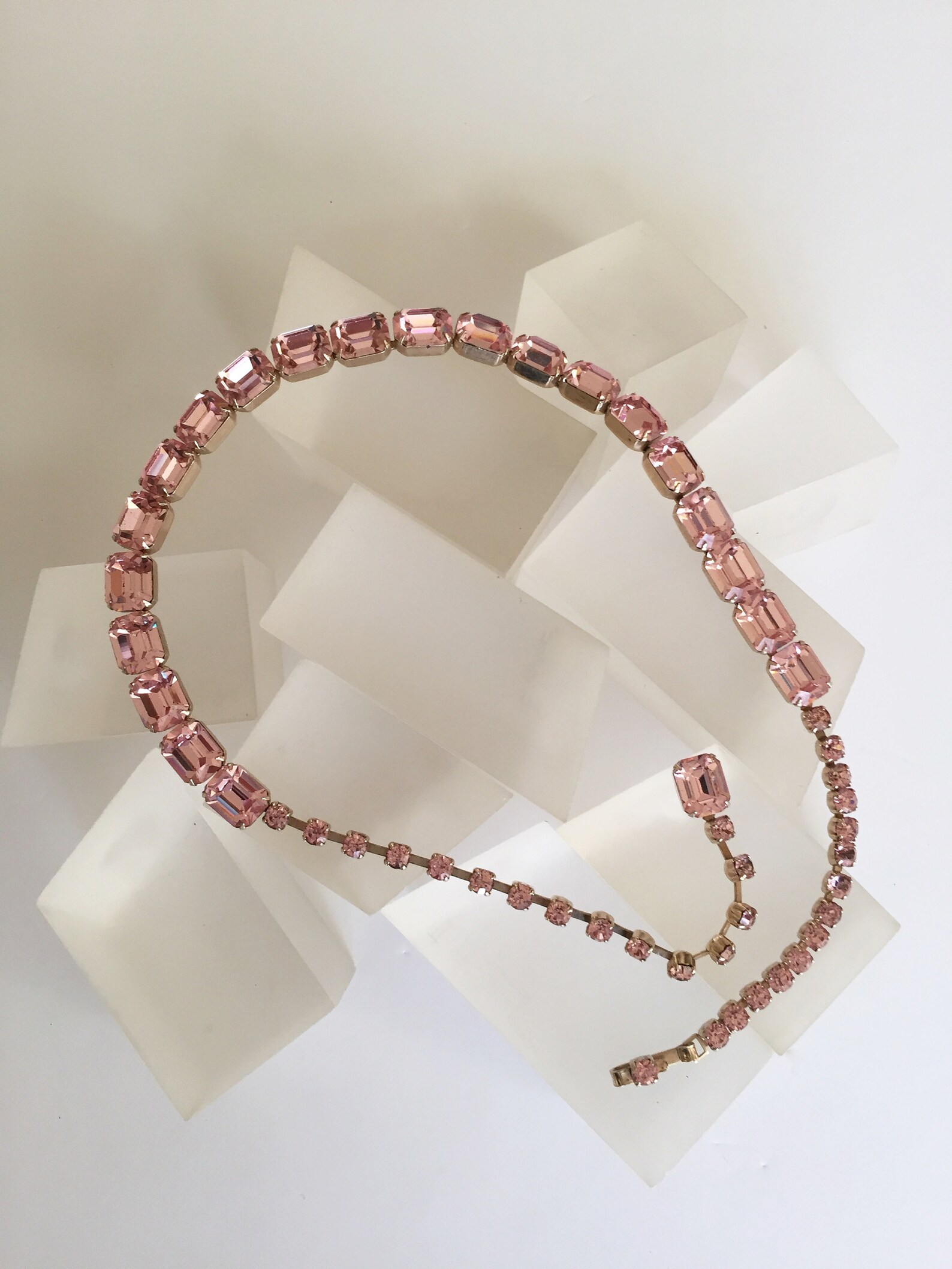 Weiss Pink Rhinestone Necklace/vintage Weiss Pale Pink - Etsy