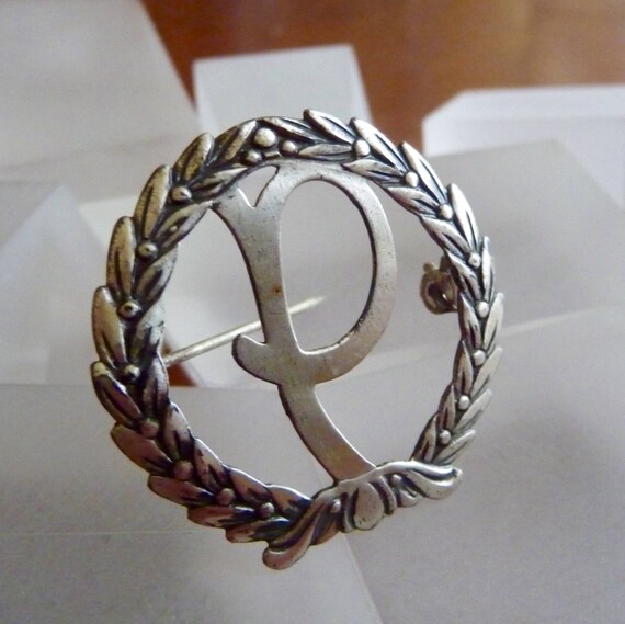 Initial Pin/Letter P/Sterling Silver Initial Brooch/L… - Gem