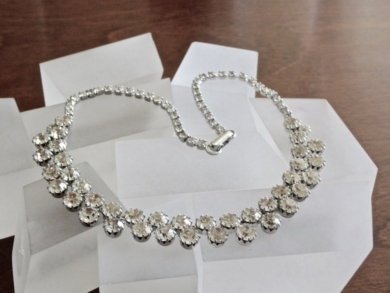 Weiss Rhinestone Necklace Weiss Clear Rhinestone Necklace - Etsy UK