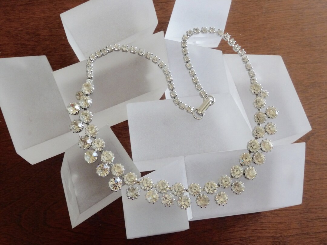 Weiss Rhinestone Necklace, Weiss Clear Rhinestone Necklace, Vintage ...