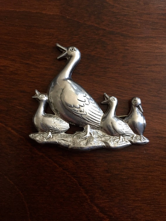Sterling Silver Duck Pin/Mother Goose Pin/Silverman B… - Gem