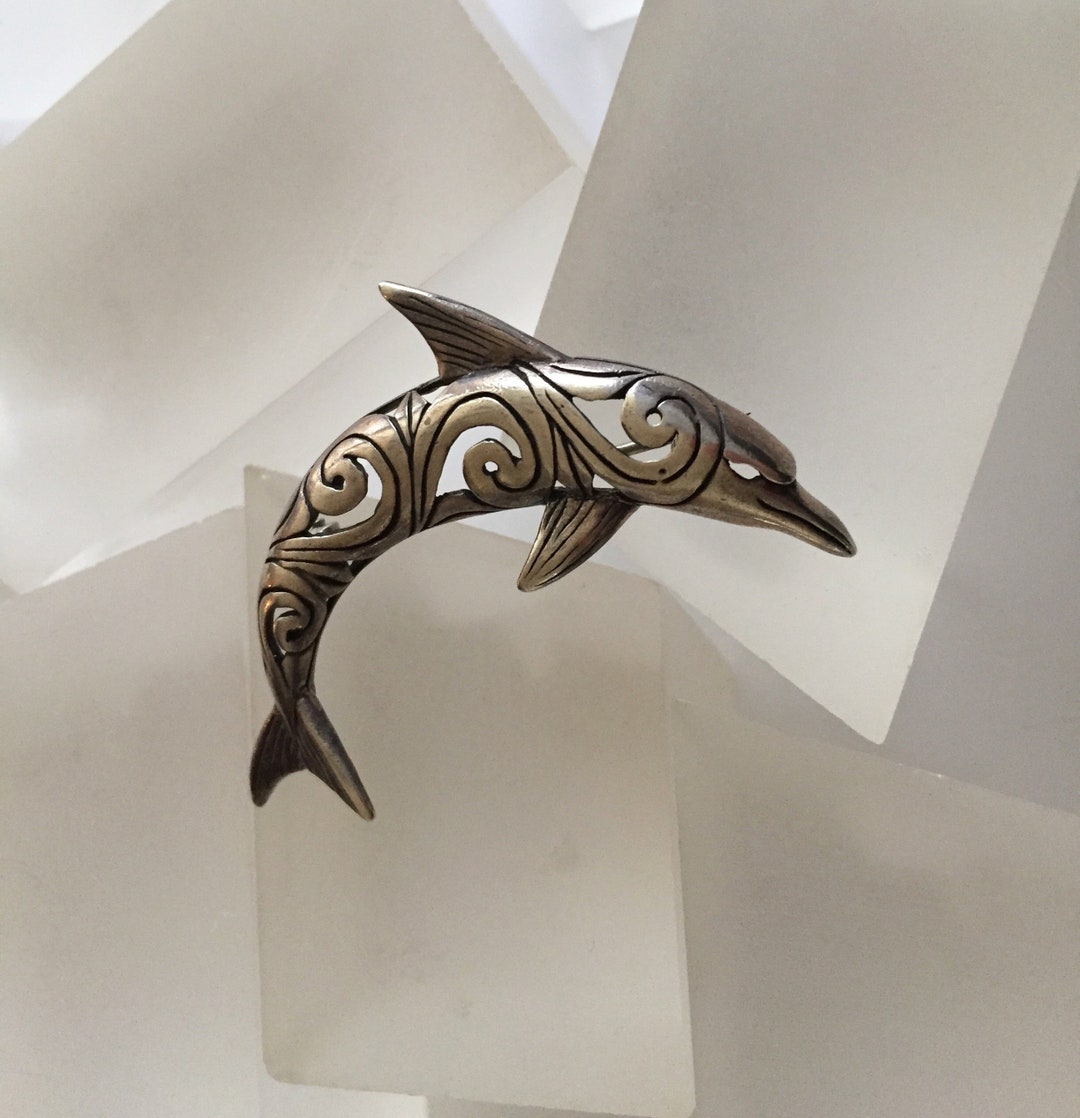 Sterling Silver Dolphin Pin/jezlaine Sterling Silver Dolphin Pin ...