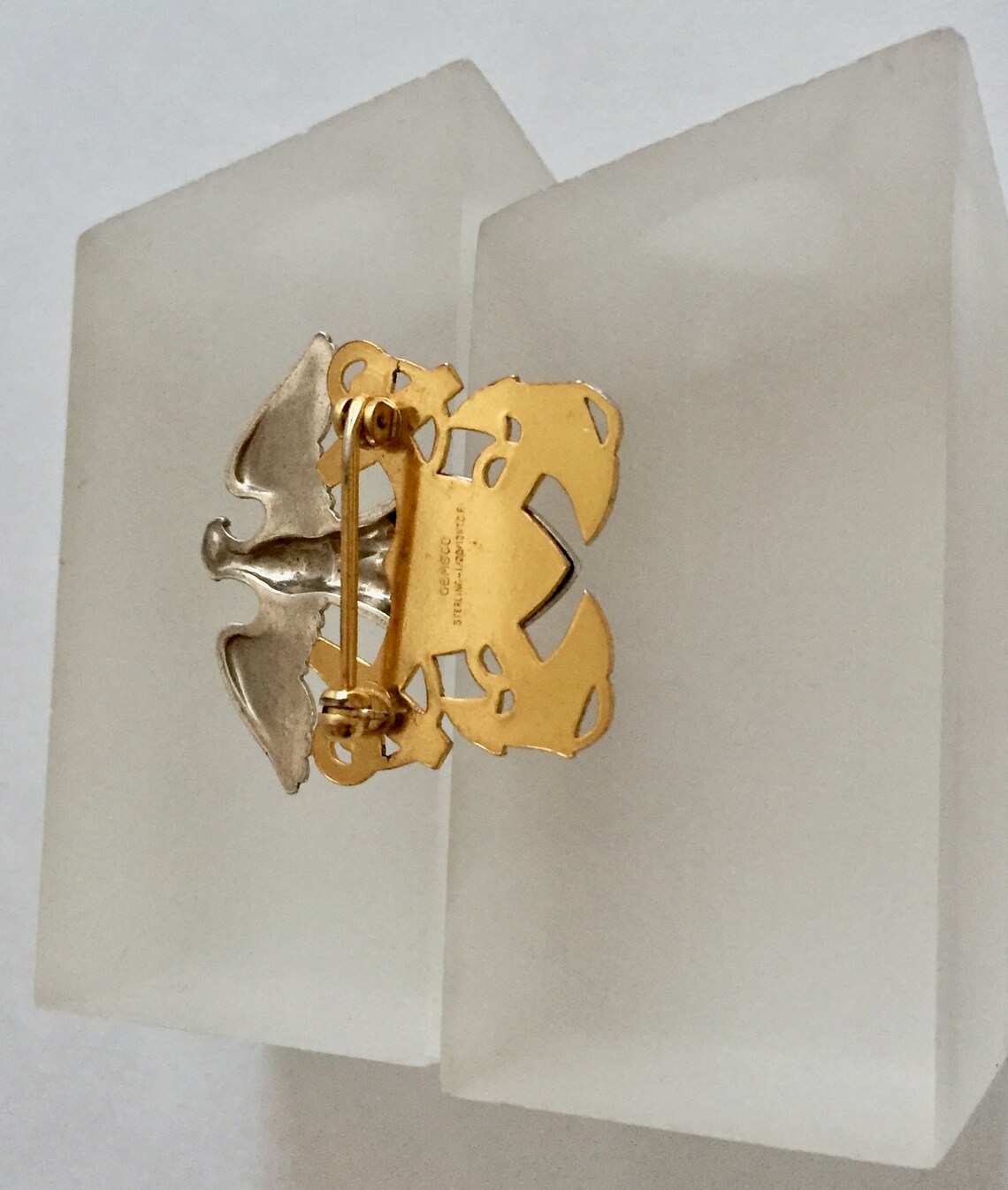 GEMSCO Sterling Navy Eagle Shield Crossed Anchors Pin/usn Officer's ...