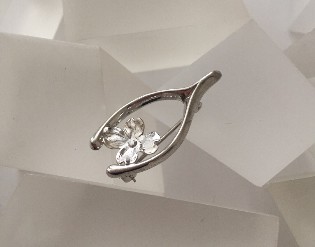 Harry S Bick Sterling Silver Pin/harry S Bick Silver Wishbone Four Leaf ...
