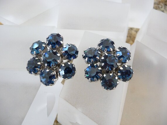 Vintage Weiss Blue Rhinestone Earrings/Weiss Blue Rhi… - Gem