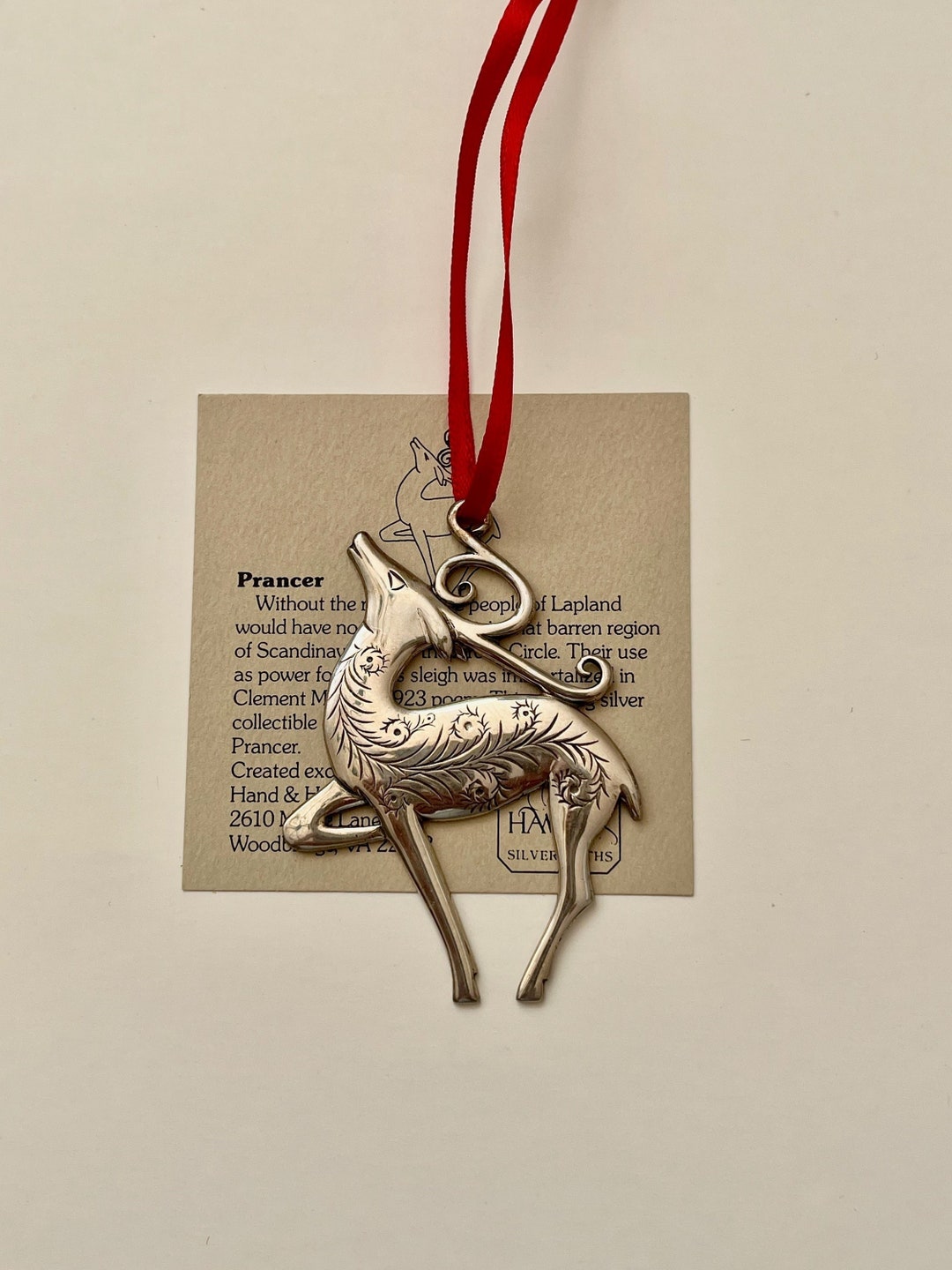 Sterling Deer Pendant/hand and Hammer PRANCER Pendant or Ornament ...