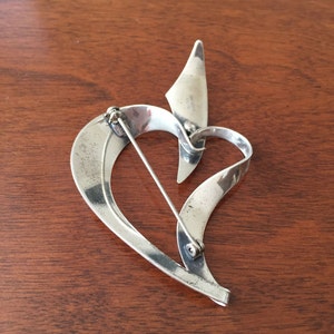 Sterling Silver Heart Pin/beau Sterling Pierced Heart Pin/silver Beau ...