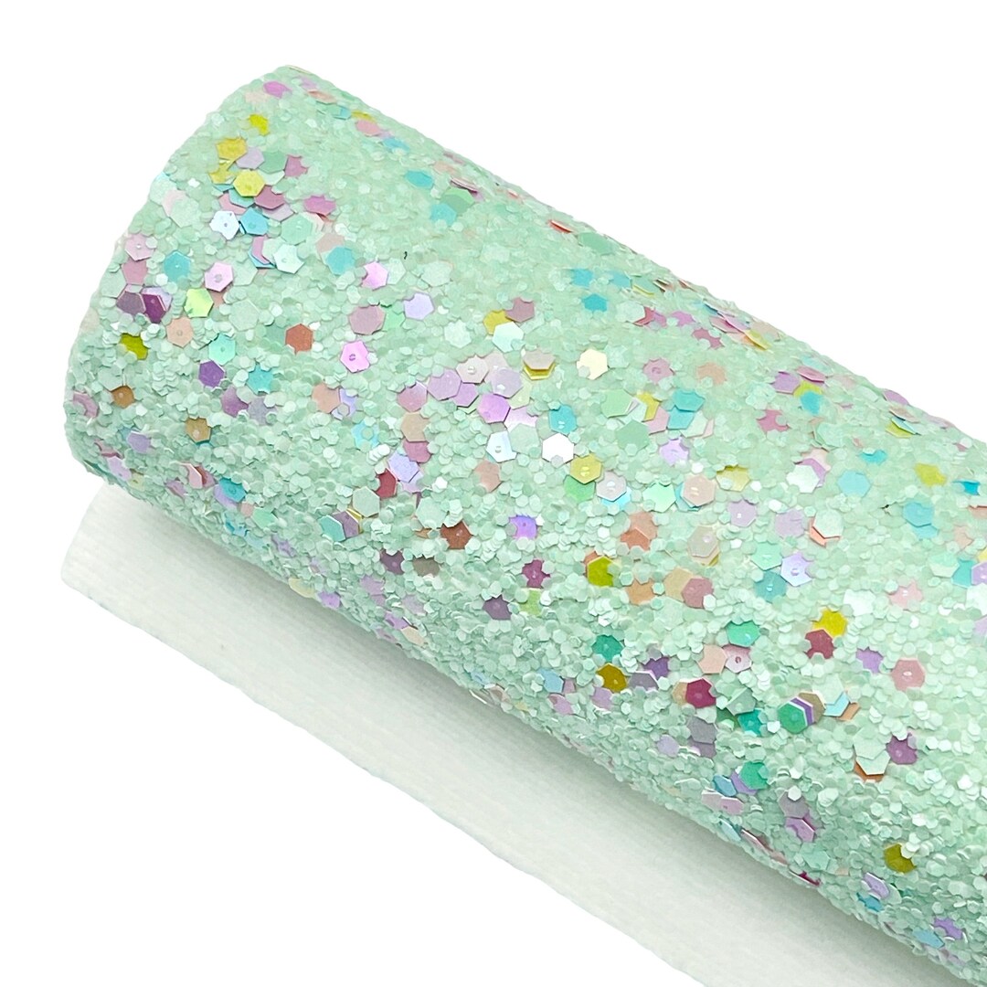 MINT GREEN FUNFETTI - Chunky Glitter - A4 Fabric Sheet, Felt Backing ...