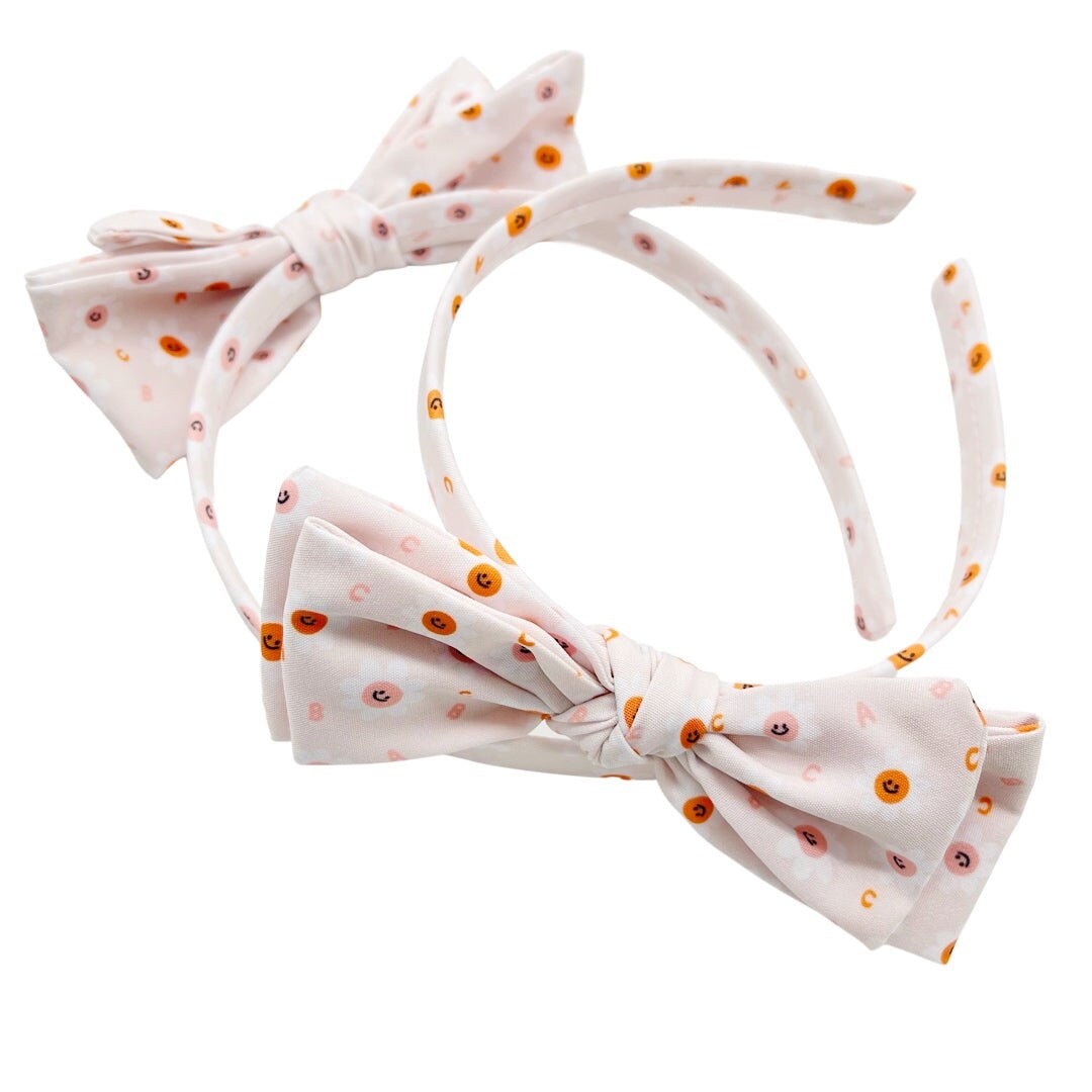 DAISY ALPHABET - Fabric Bow Headband - Girls Hard Headbands - Headbands ...