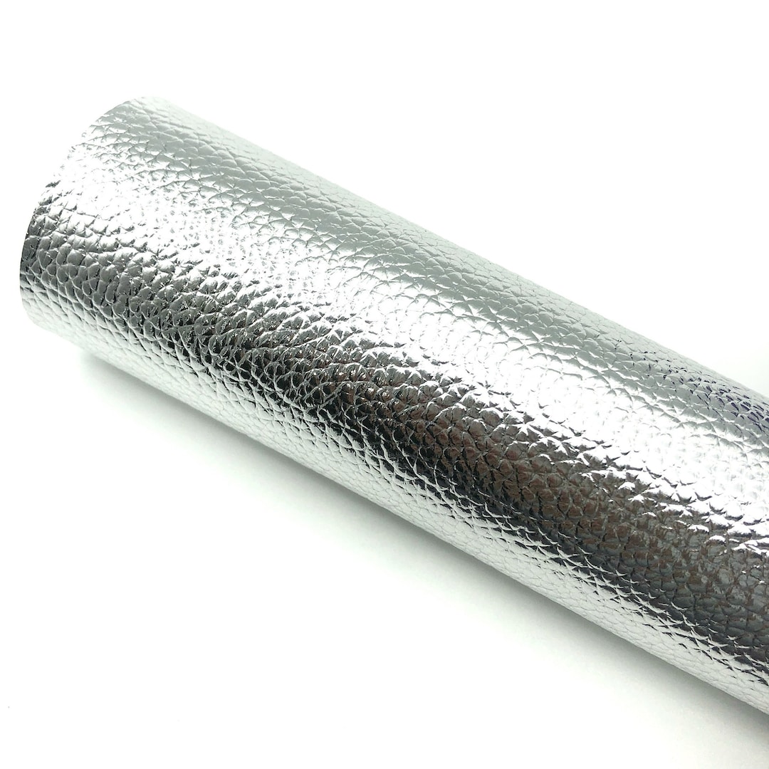 METALLIC SILVER Pebbled Leather A4 Fabric Sheet, Felt Backing Perfect ...