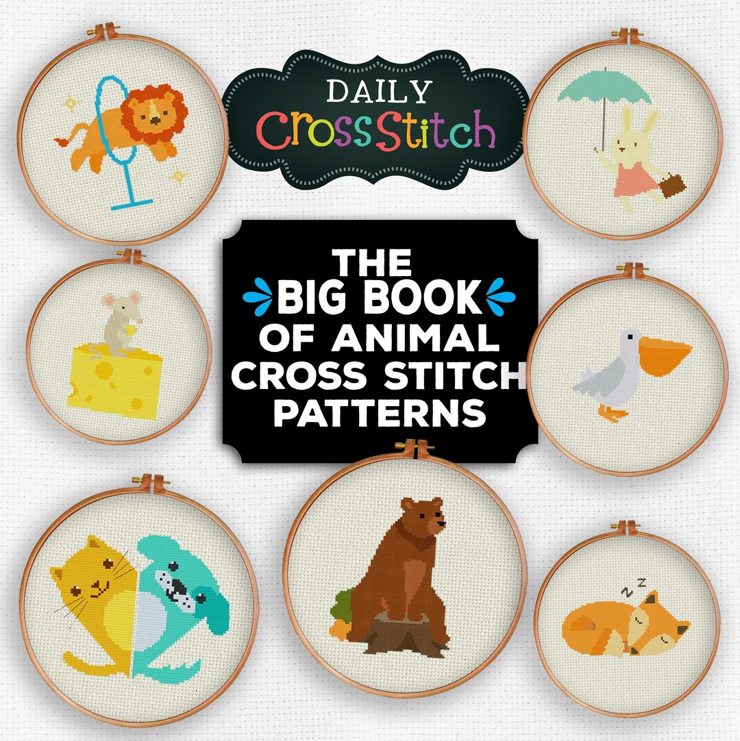 Animal Cross Stitch Patterns, 100 Included, Cute Animal Counted Cross ...