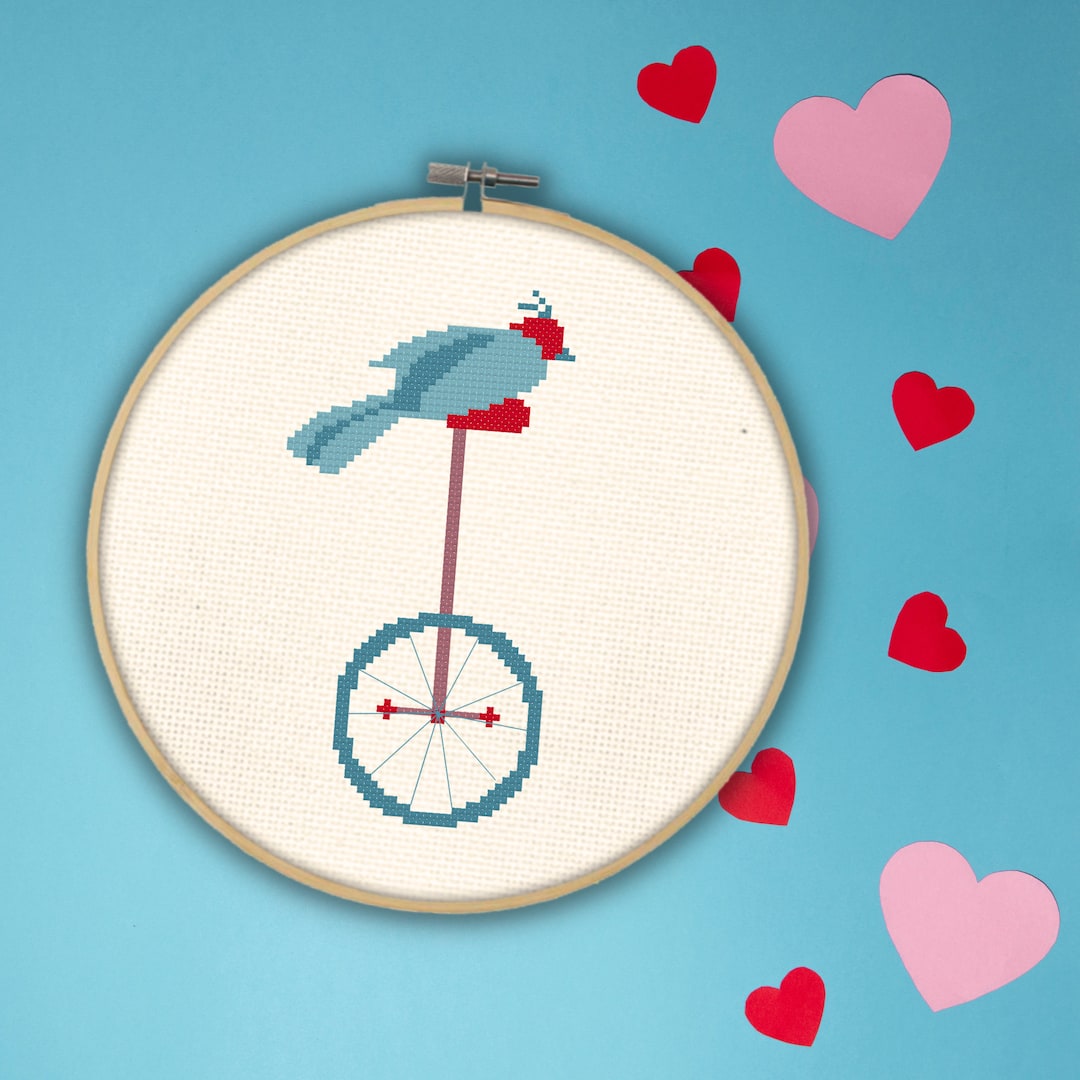 Bird Monocycle PDF Cross Stitch Pattern Needlecraft - Instant Download ...