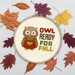 Owl Ready for Fall PDF Cross Stitch Pattern Needlecraft - Instant ...