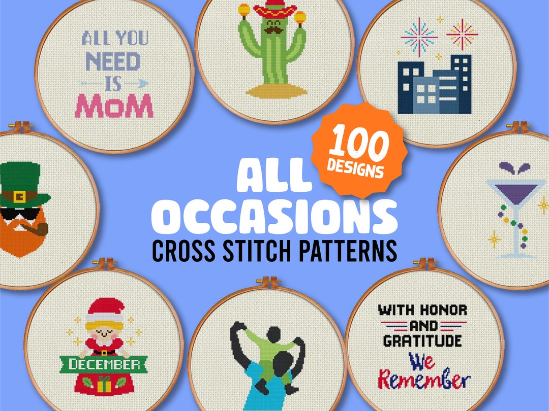 All Occasions Counted Cross Stitch Chart, 100 PDF Patterns Included ...