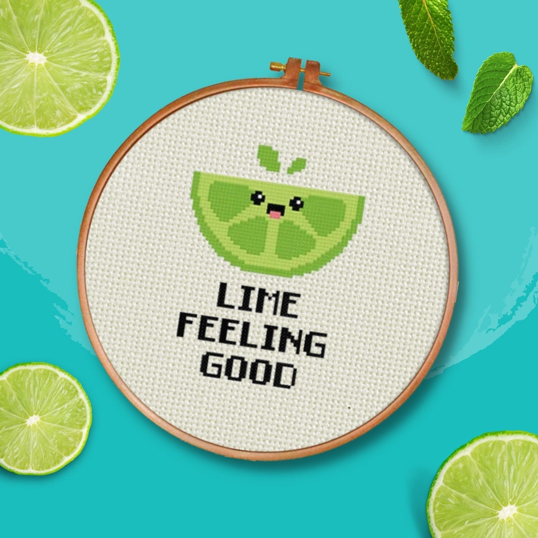 Lime Feeling Good PDF Cross Stitch Pattern Needlecraft - Instant ...