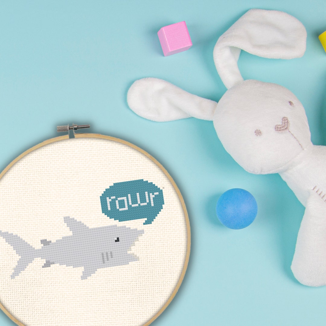 Shark Rawr PDF Cross Stitch Pattern Needlecraft - Instant Download ...