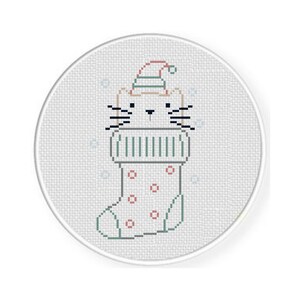 Stocking Cat Outline PDF Cross Stitch Pattern Needlecraft - Instant ...